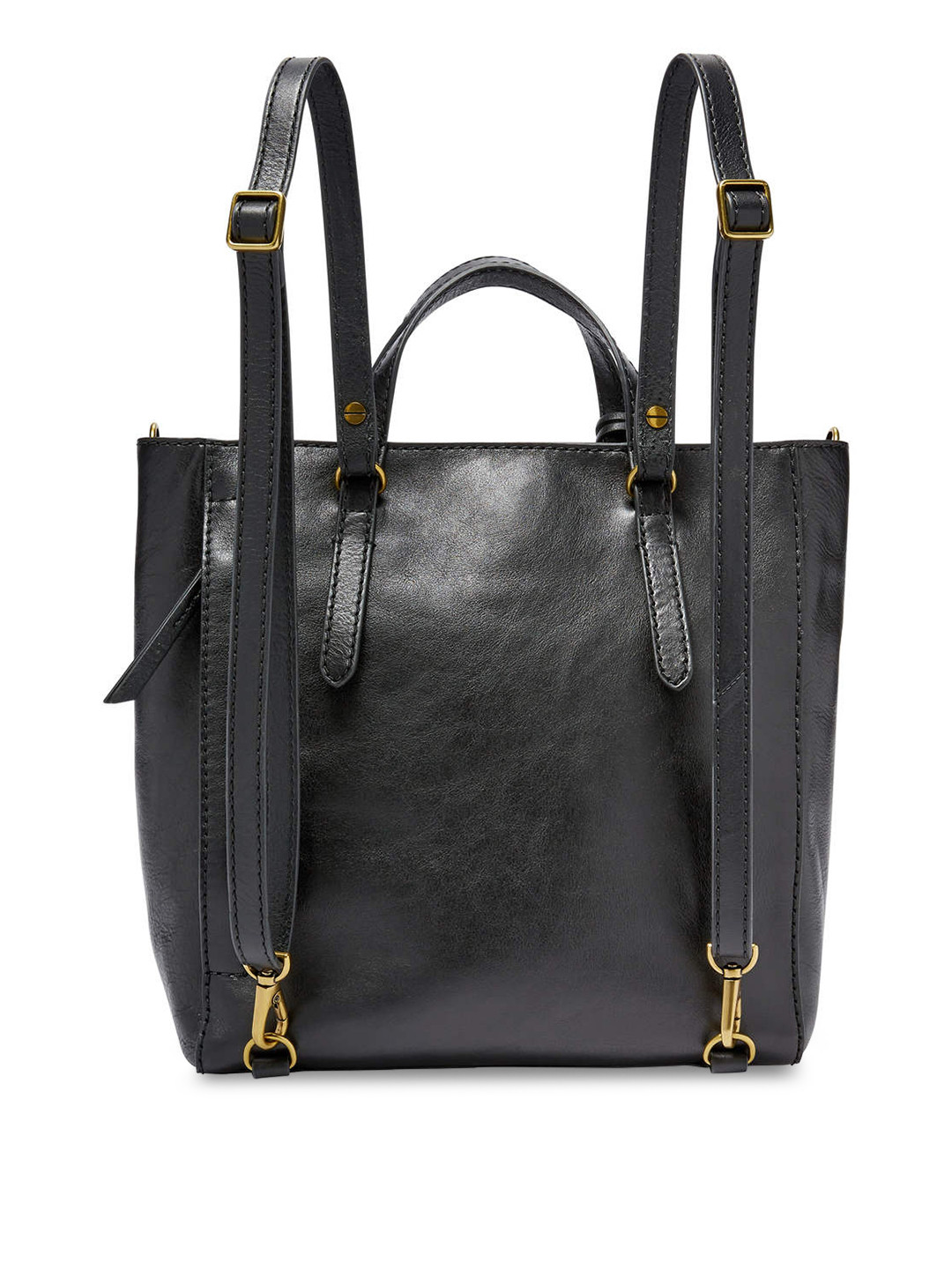 Buy Fossil Women Black Solid Leather Backpack - Backpacks for Women ...