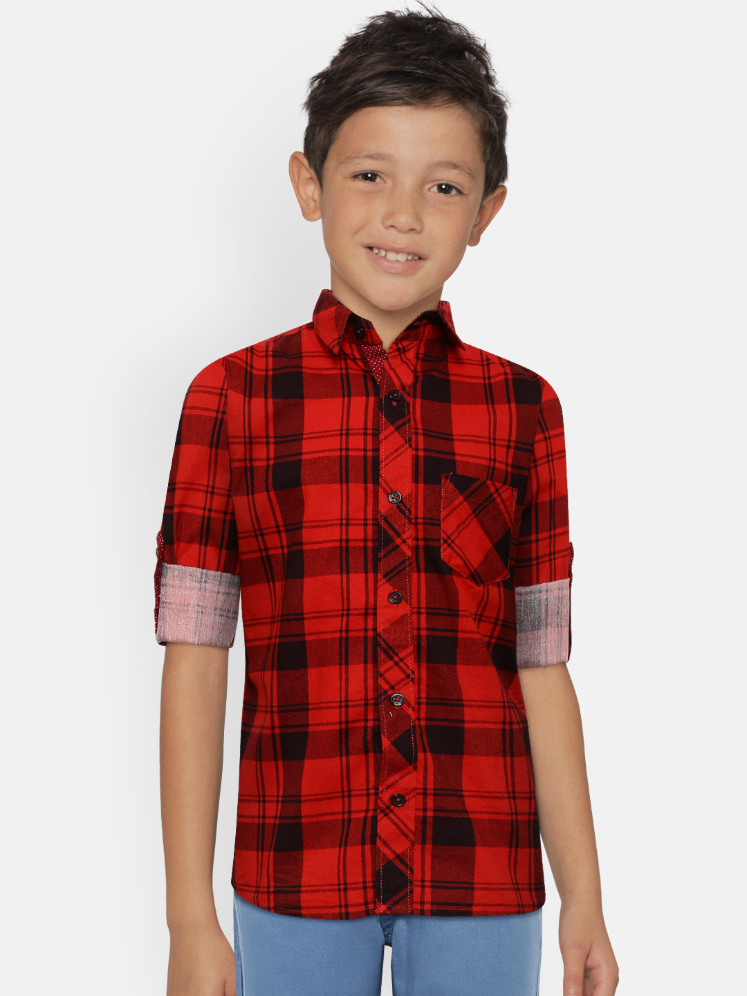 Buy Chapio Boys Red & Black Regular Fit Checked Casual Shirt - Shirts ...