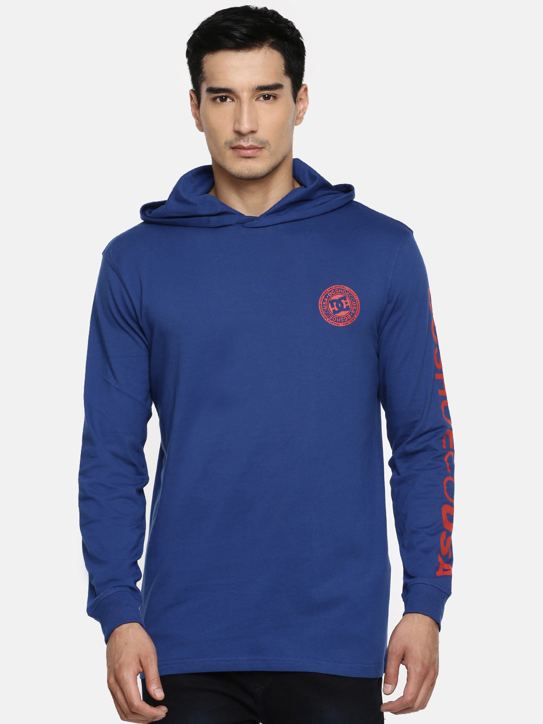Buy DC Men Blue Solid Hooded Sweatshirt - Sweatshirts for Men 10741582 ...