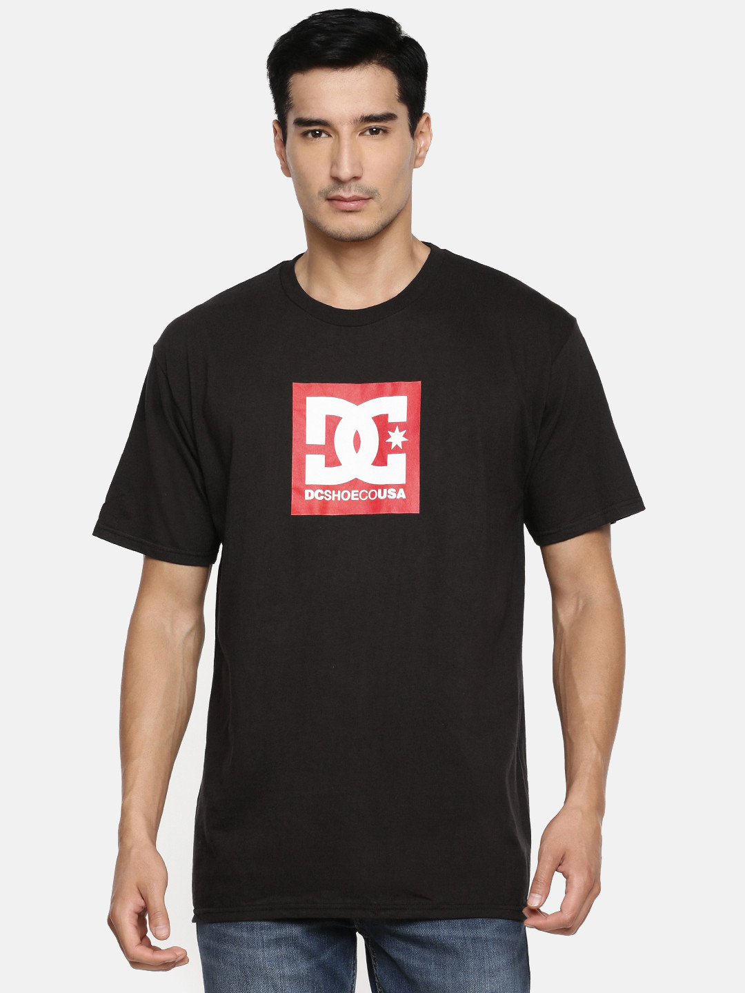 Buy DC Men Black Printed Round Neck Pure Cotton T Shirt - Tshirts for ...