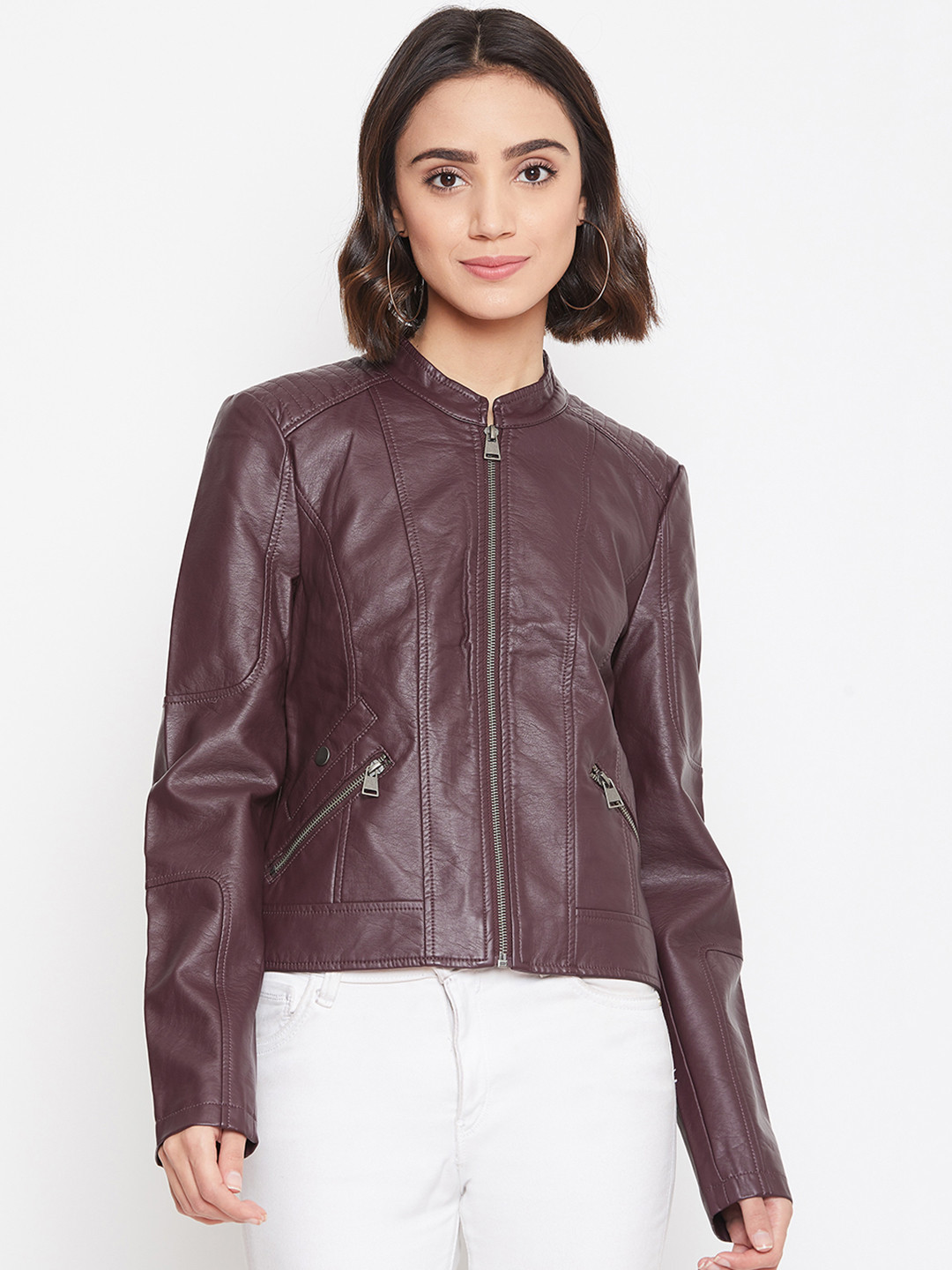 Buy Vero Moda Women Burgundy Solid Tailored Jacket - Jackets for Women ...