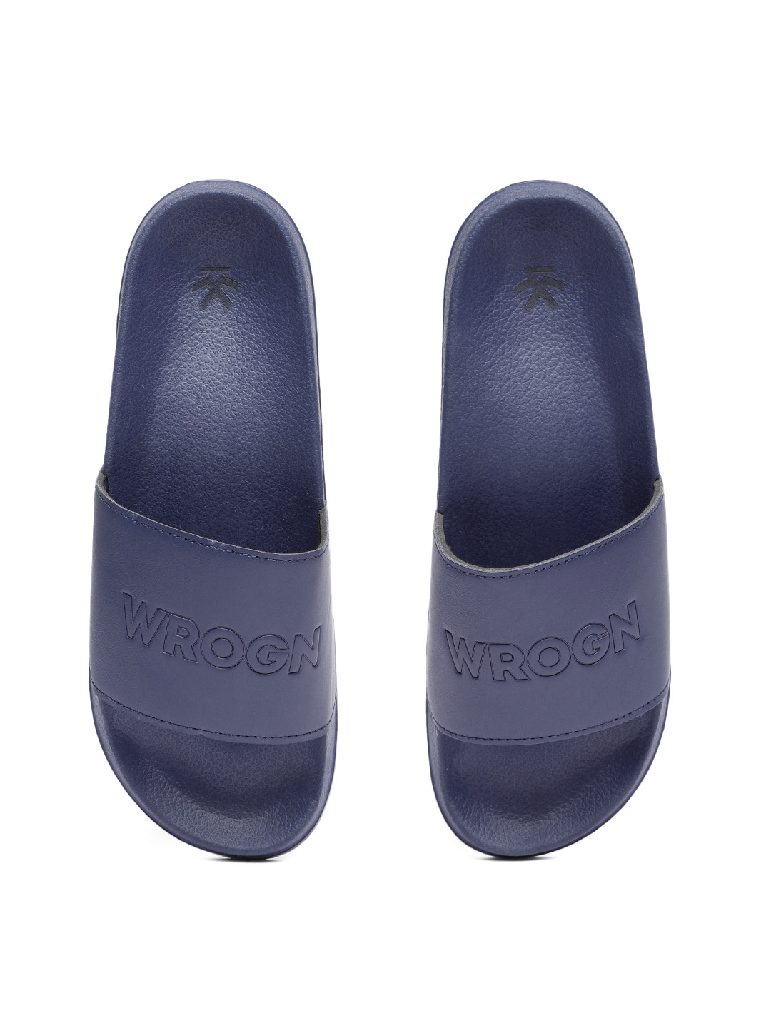 Buy WROGN Men Navy Blue Solid Sliders - Flip Flops for Men 10763200 ...