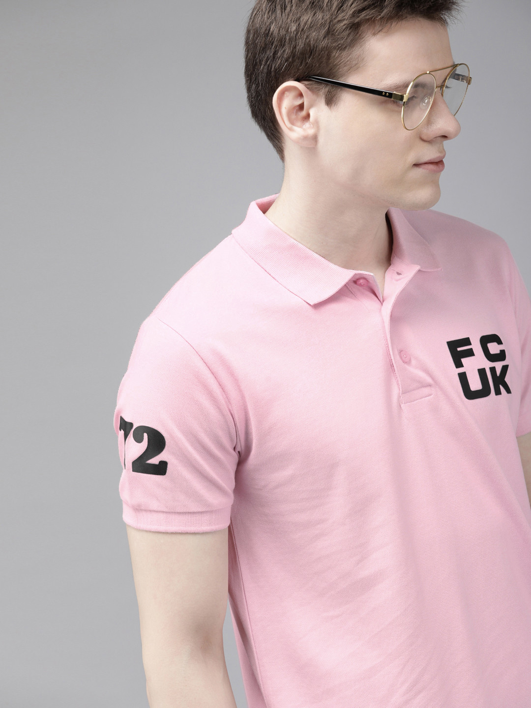 Buy French Connection Men Pink Slim Fit Solid Polo Collar Pure Cotton T ...