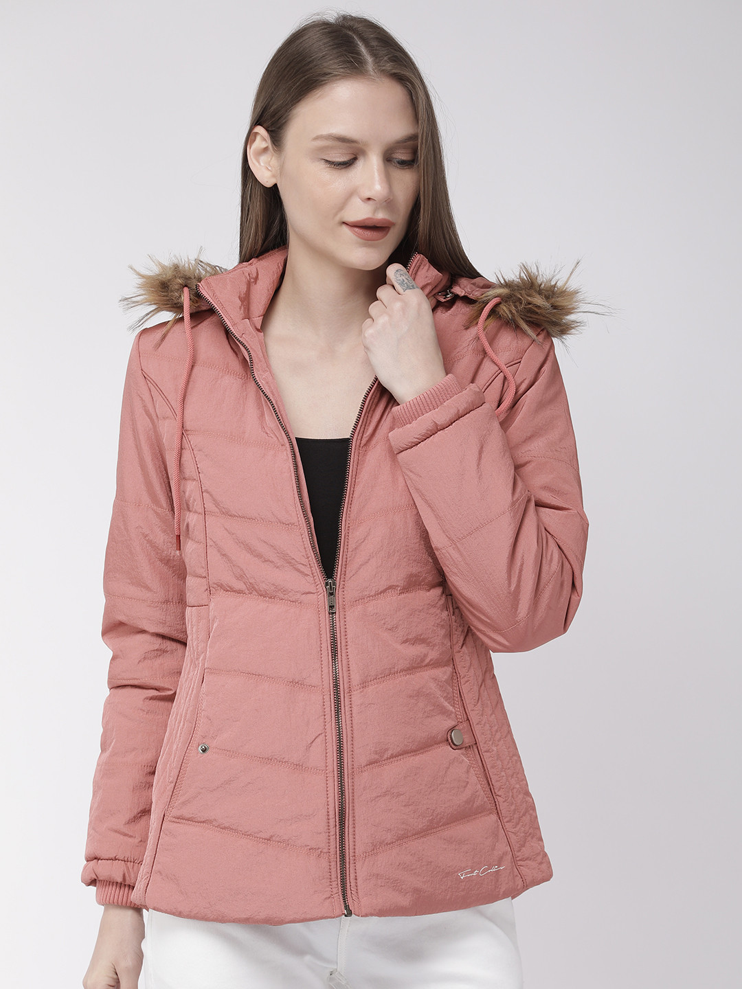 Buy Fort Collins Women Pink Solid Puffer Jacket - Jackets for Women ...
