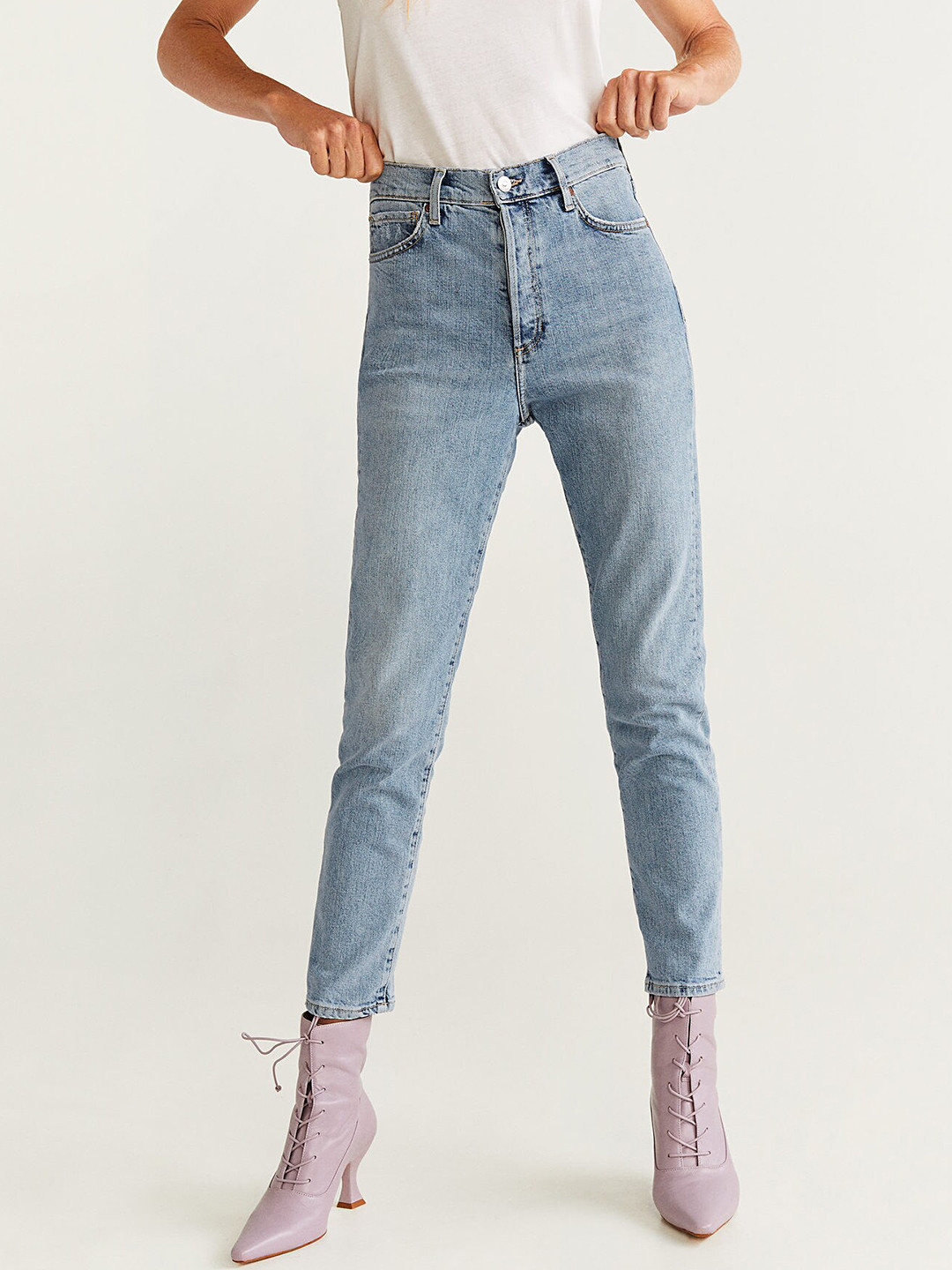 Buy MANGO Women Blue Giselle Slim Fit High Rise Clean Look Stretchable ...