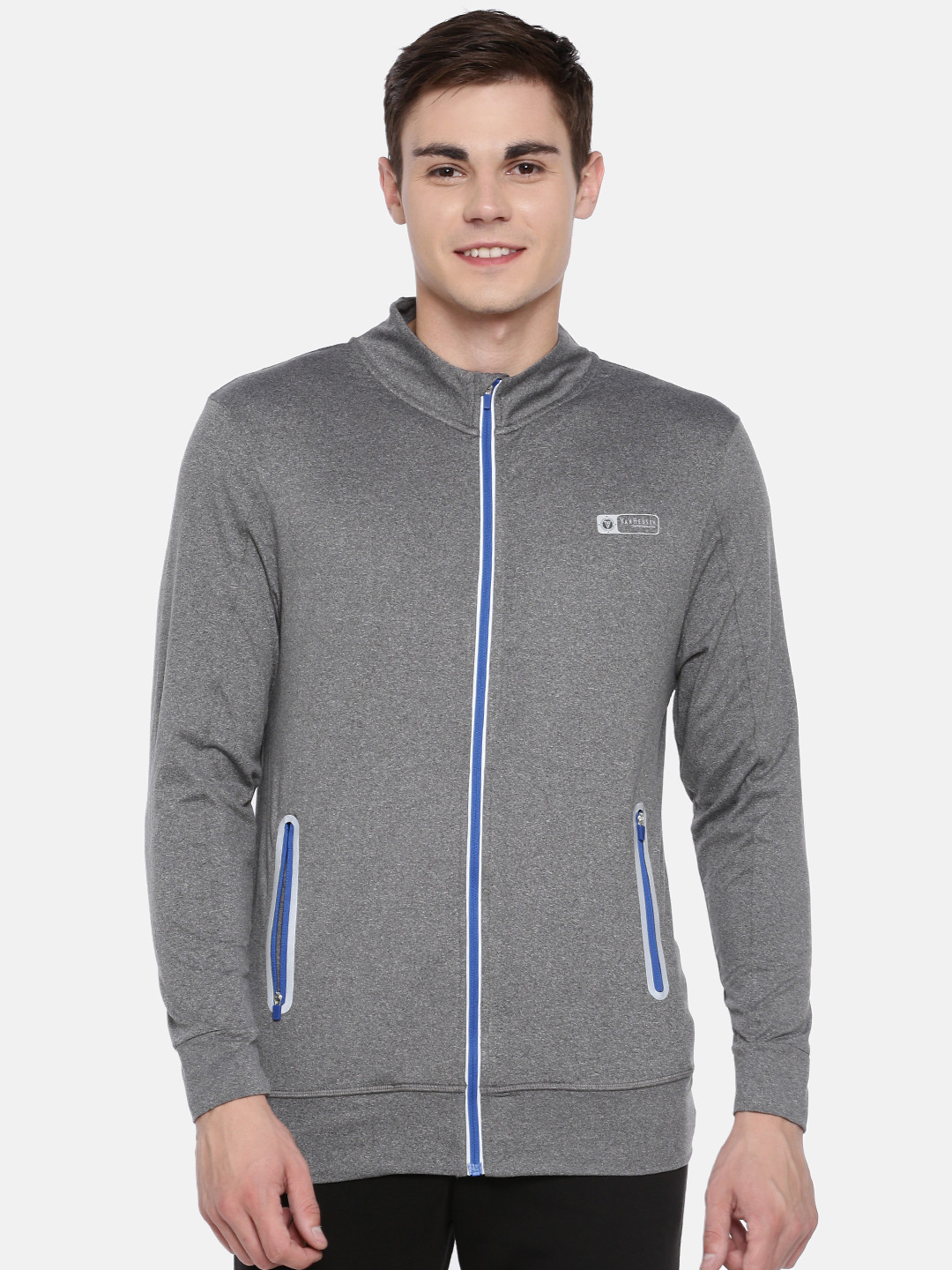 Buy Van Heusen Men Grey Solid Swift Dry Odour Shield Active Jacket ...