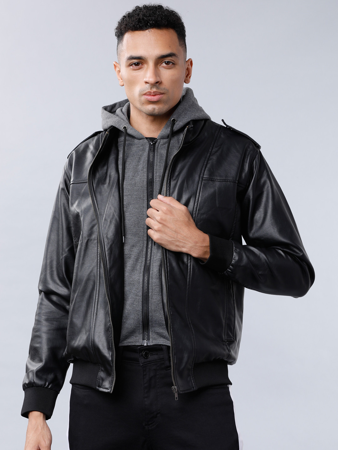 Buy HIGHLANDER Men Black Solid Biker Jacket - Jackets for Men 10784350 ...