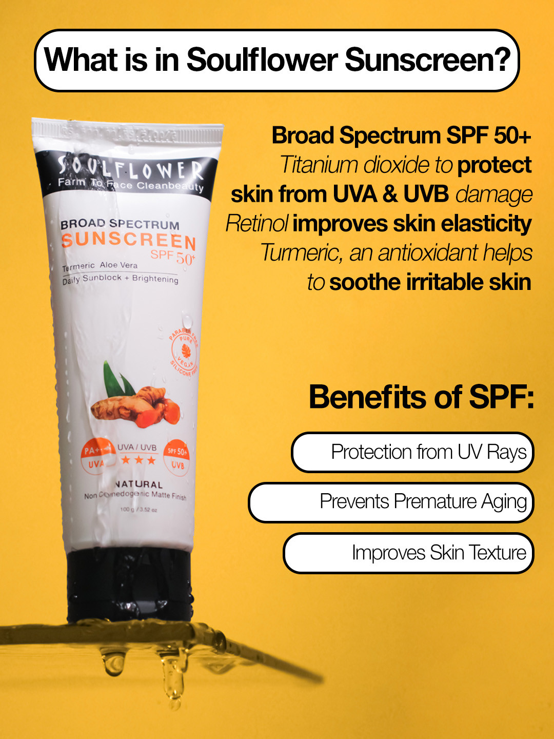 Buy Soulflower SPF 50 Sunscreen With Turmeric For Oily, Dry, Acne Prone ...