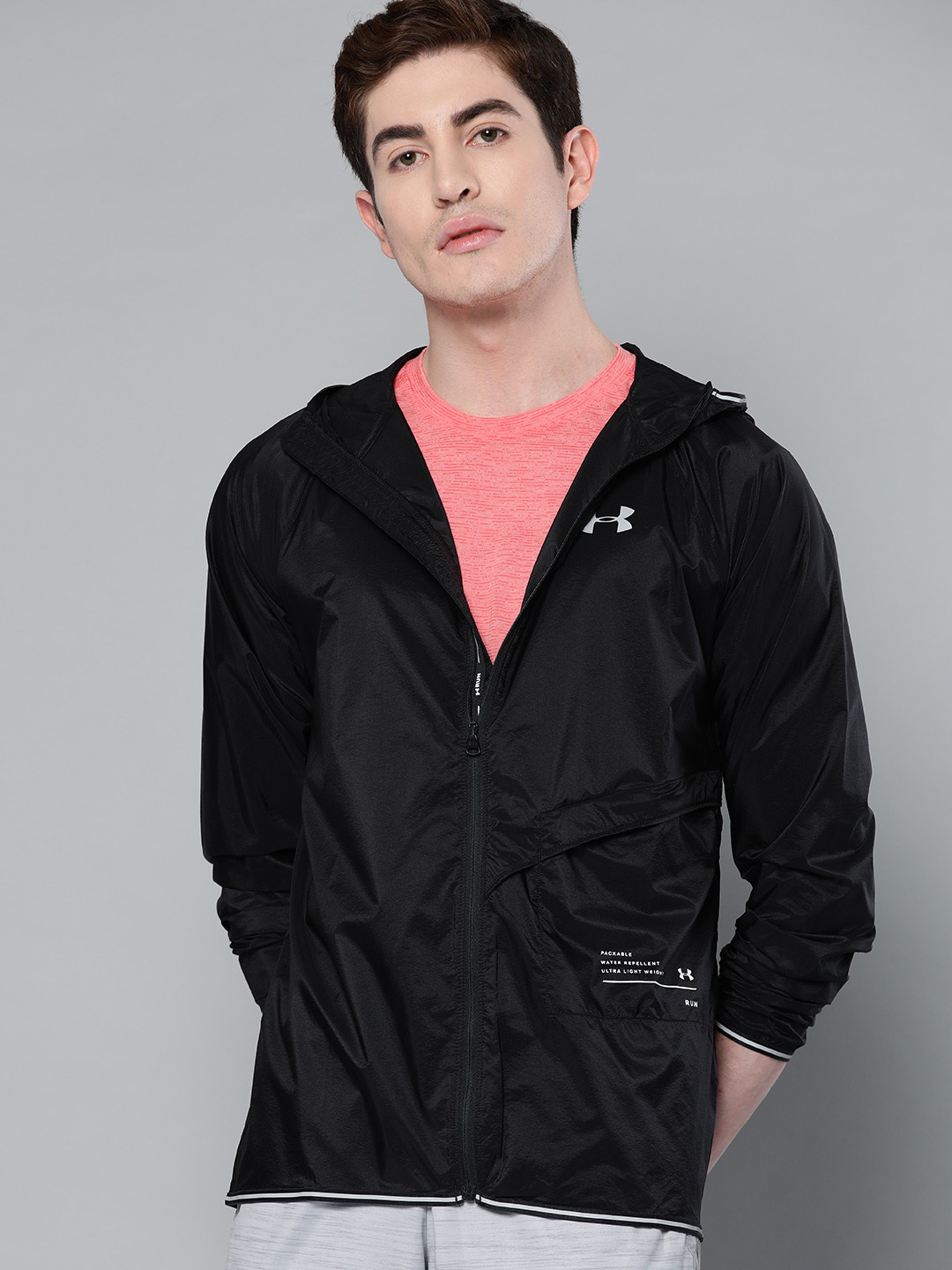 Buy UNDER ARMOUR Men Black Qualifier Storm Packable Solid Running ...