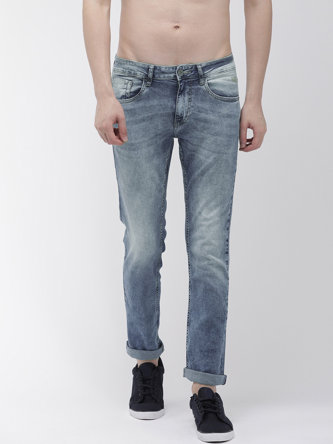 Buy Flying Machine Men Blue Michael Slim Tapered Fit Low Rise Clean ...