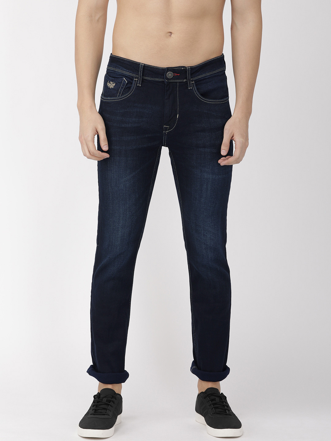 Buy Flying Machine Men Blue Slim Fit Mid Rise Clean Look Stretchable ...