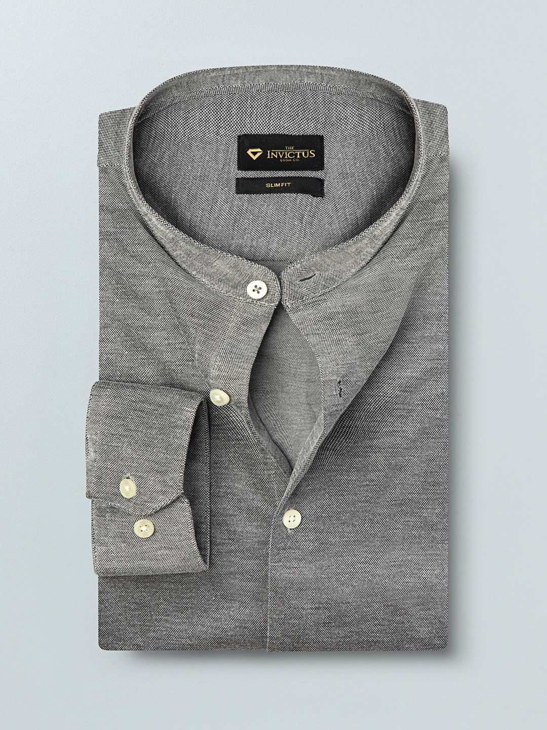 Buy INVICTUS Men Grey Slim Fit Solid Knitted Formal Shirt - Shirts for ...