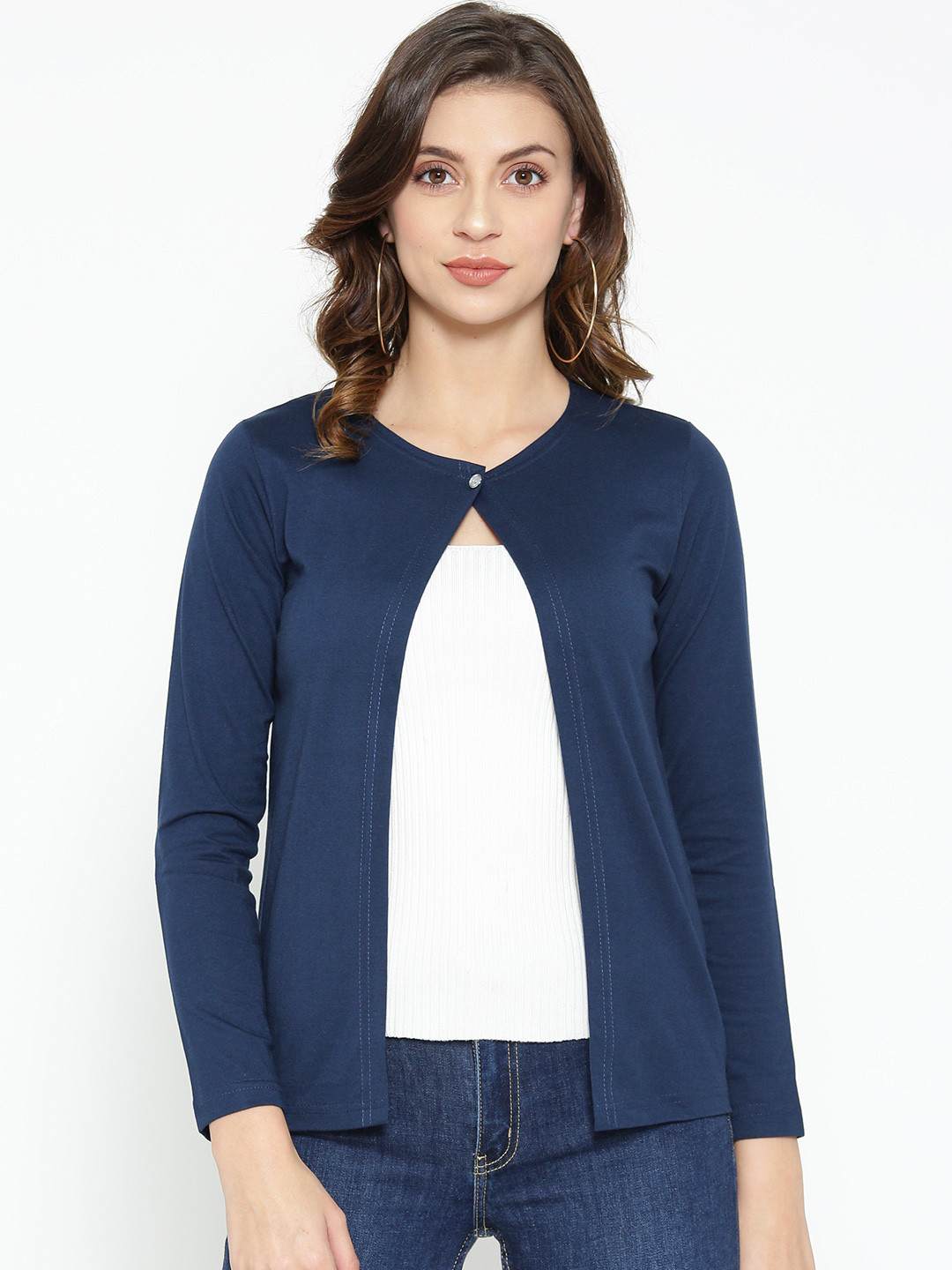 Buy Skidlers Women Navy Blue Solid Shrug - Shrug for Women 10827764 ...