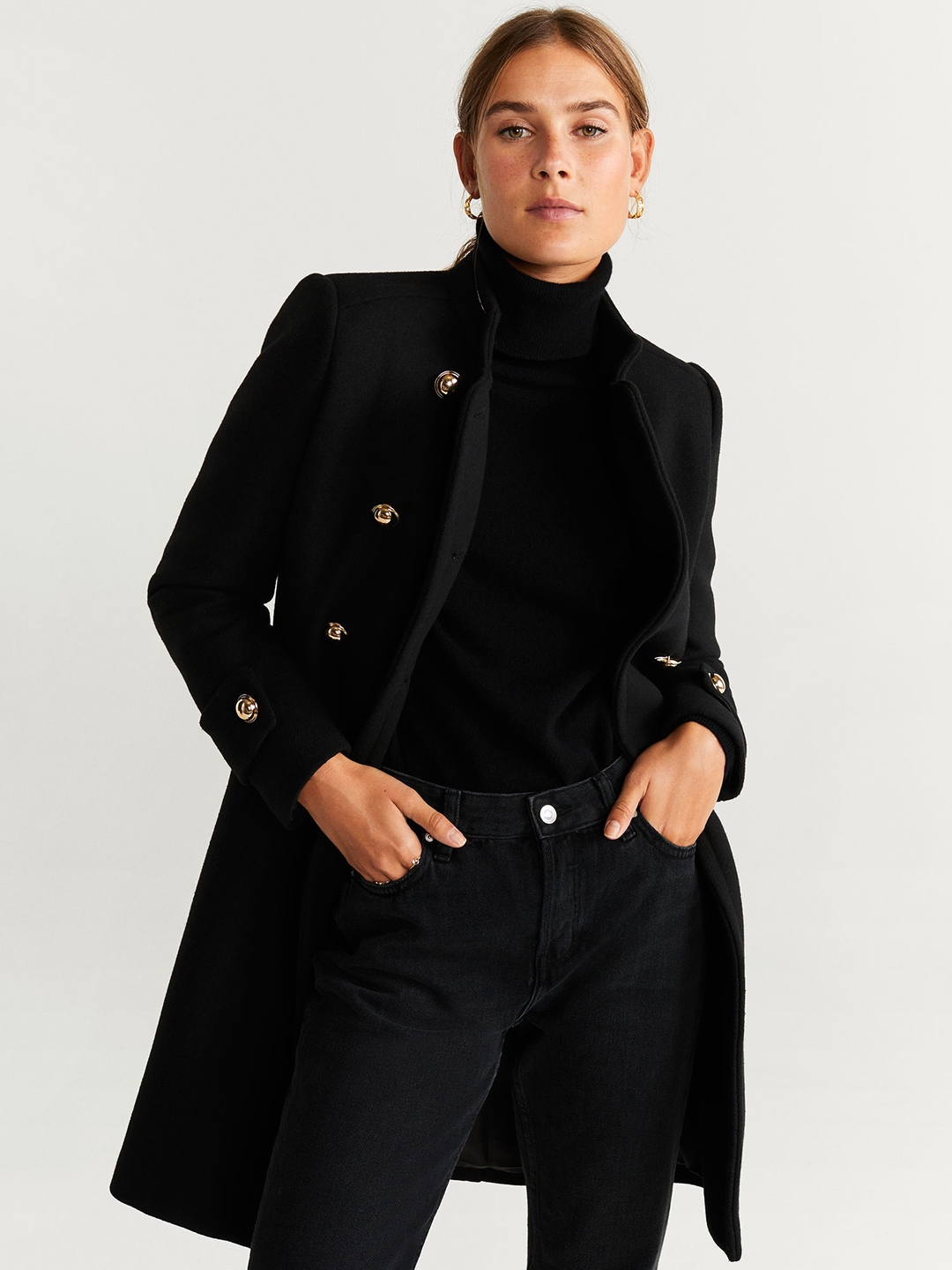 Buy Mango Women Black Solid Longline Overcoat Coats For Women 10831398 Myntra