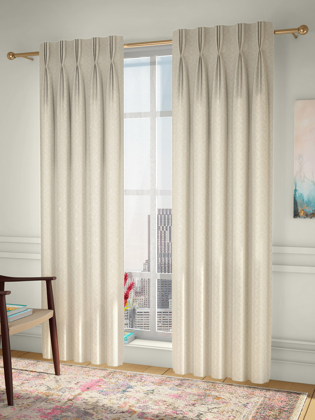 Buy CURTAIN LABEL Cream Coloured Set Of 2 Door Curtains - Curtains And ...