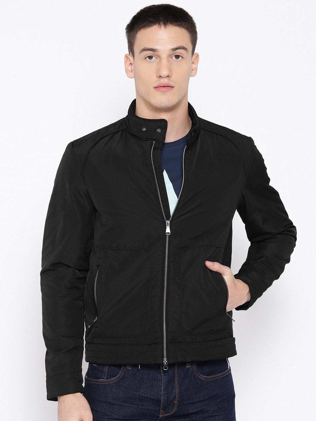 Buy Geox Men Black Solid Lightweight Padded Jacket - Jackets for Men ...