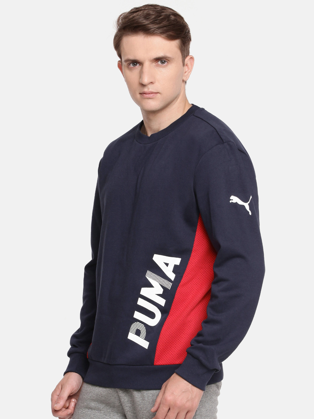 Buy Puma Men Navy Blue & Red Printed Modern Sports Crew FL Hooded ...