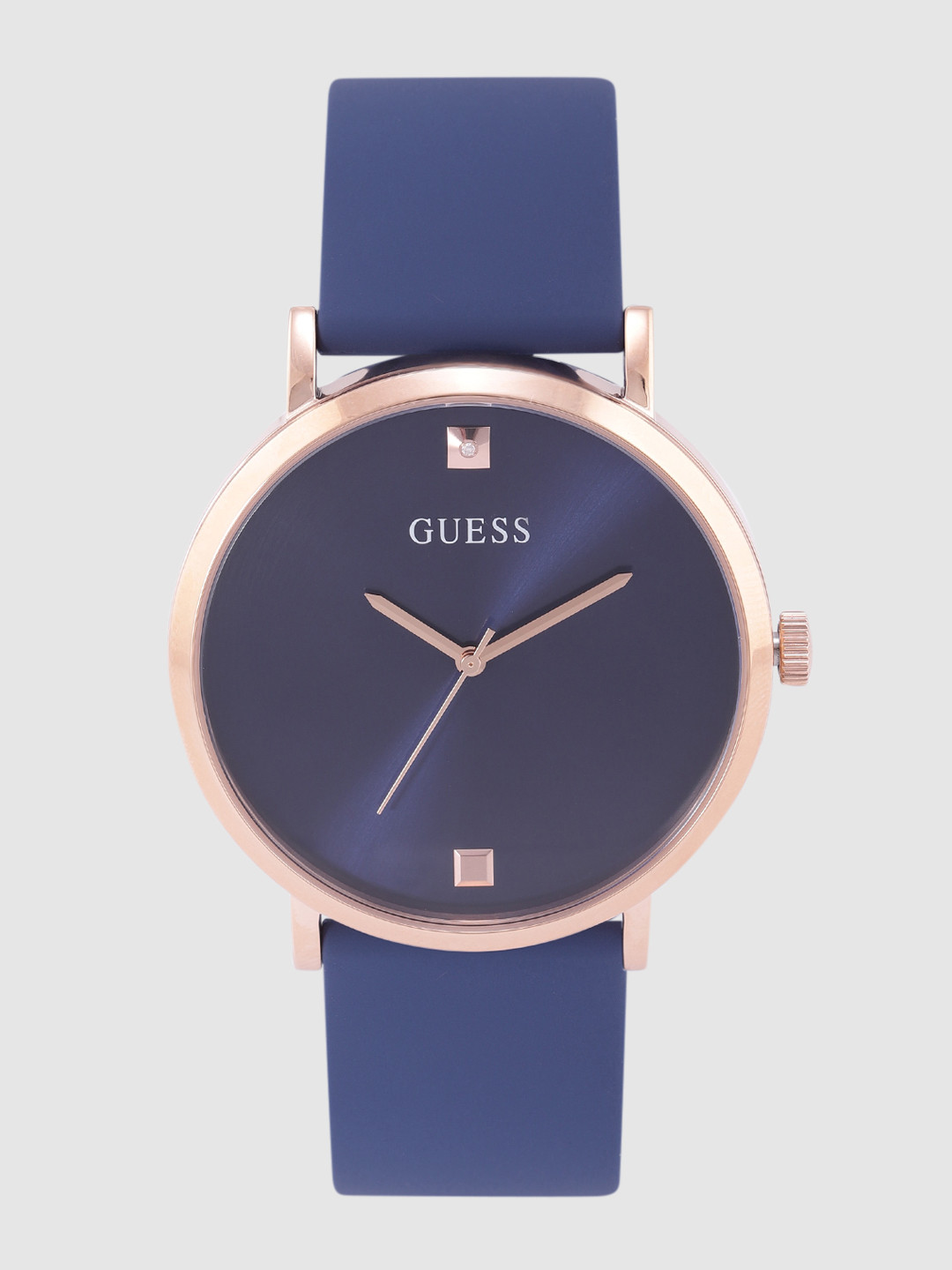 Buy GUESS Men Navy Blue Diamond Studded Analogue Watch W1264G3 ...