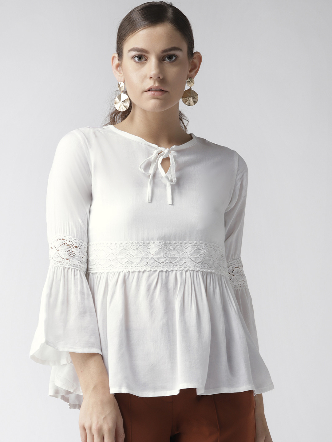 Buy U&F Women White Solid Empire Top - Tops for Women 10852644 | Myntra