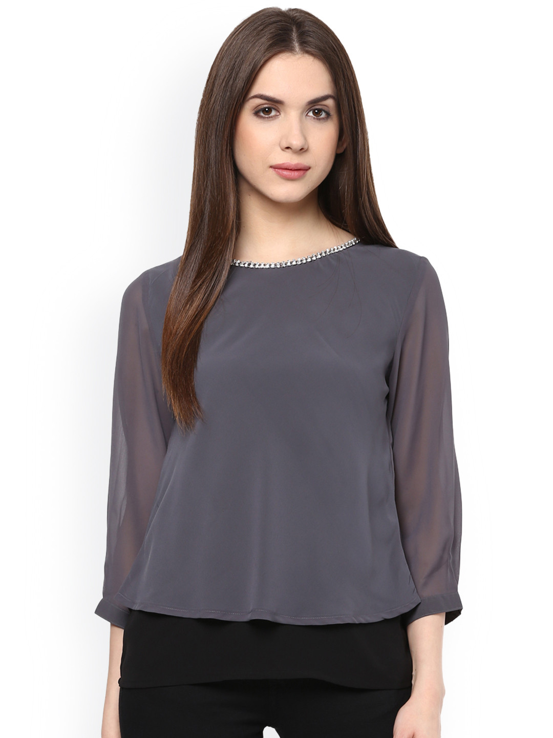 Buy RARE Grey Layered Top - Tops for Women 1085461 | Myntra
