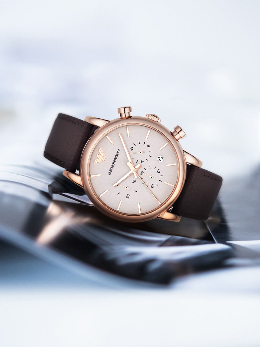 Buy Emporio Armani Women Beige & Maroon Analogue Watch AR2074 - Watches ...