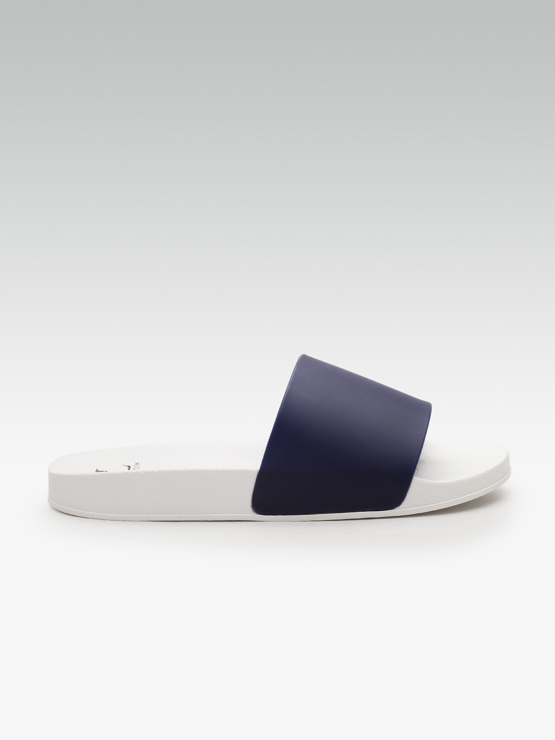 Buy Carlton London Women Navy Blue & White Solid Sliders - Flip Flops ...