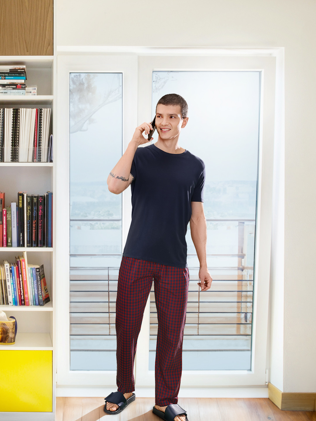 Buy U.S. Polo Assn. Men Maroon & Navy Blue Checked Lounge Pants I659 ...