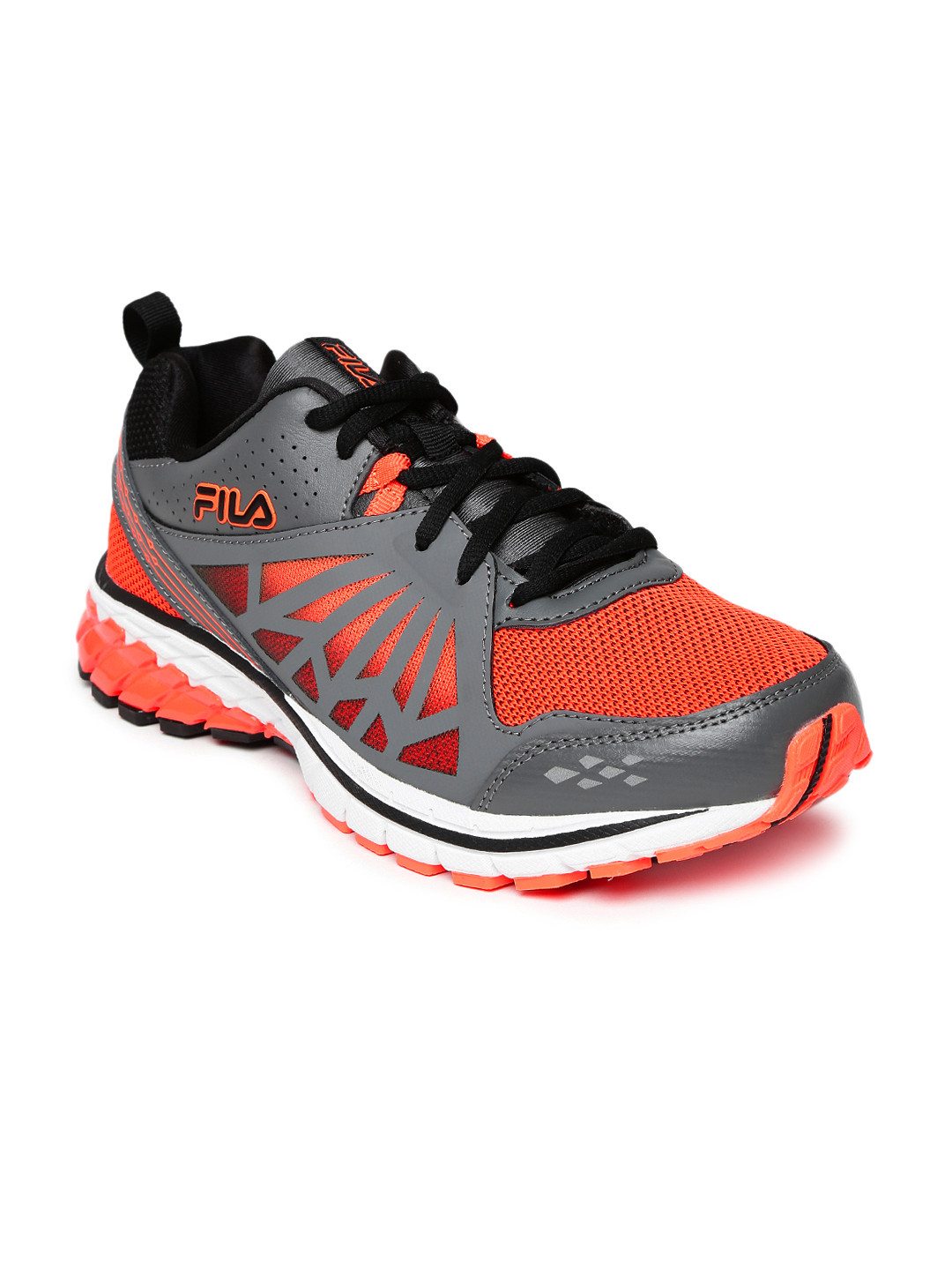 Buy FILA Men Grey & Neon Orange Steelstrike Energized Sports Shoes ...