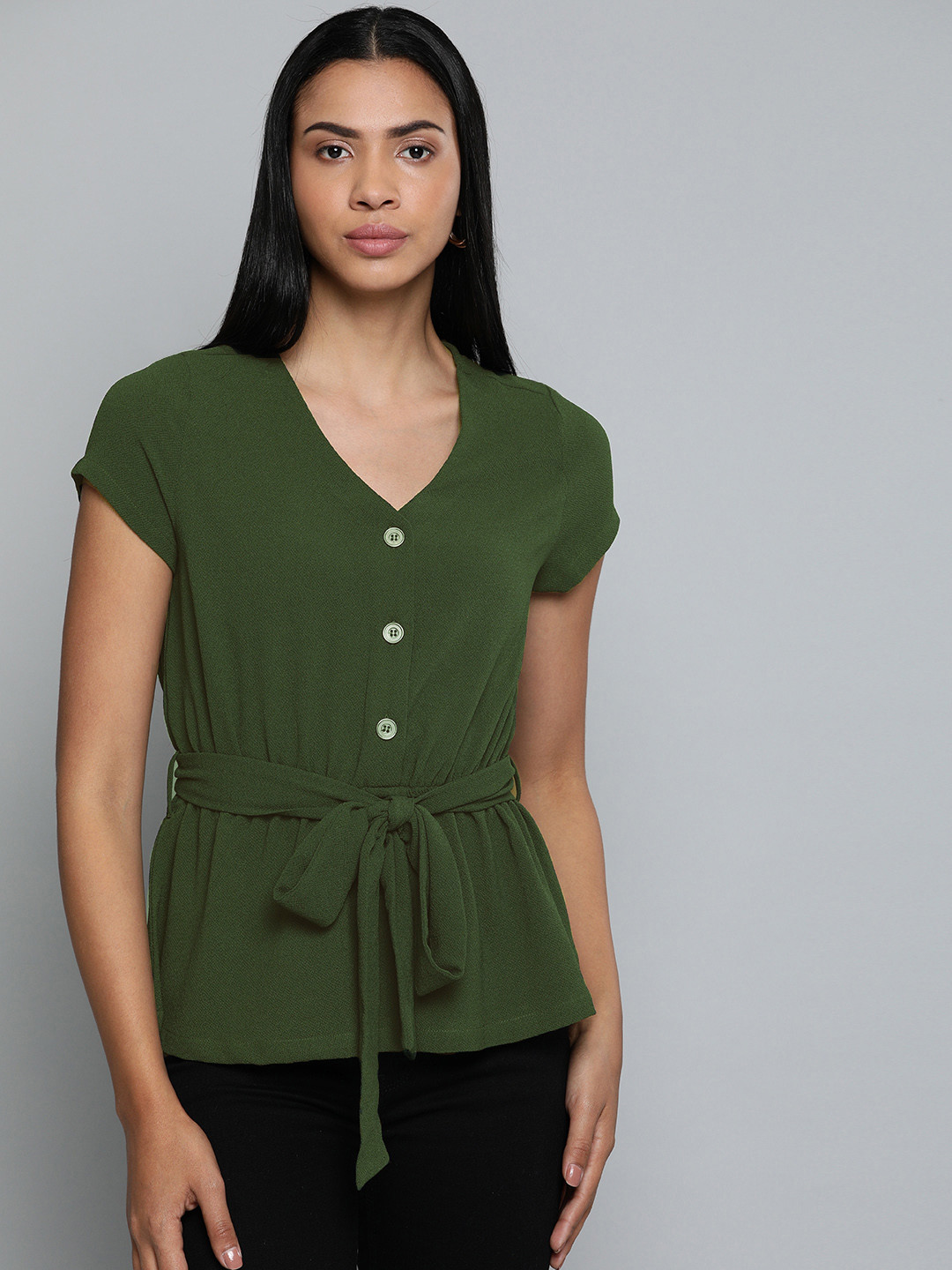 Buy Chemistry Women Olive Green Solid Top - Tops for Women 10868414 ...