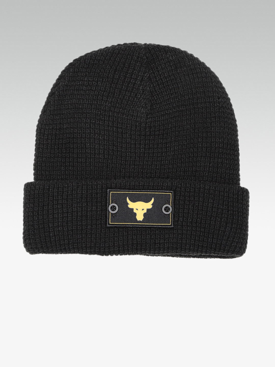 Buy UNDER ARMOUR Men Black Project Rock Patch Ribbed Beanie - Caps for ...