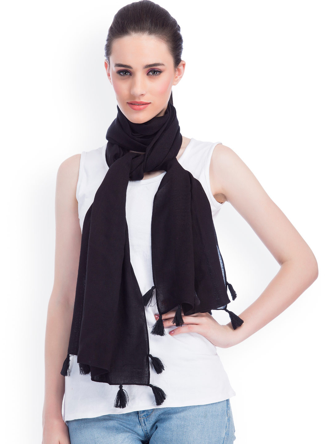 Buy CoolThreads Black Stole - Stoles for Women 1087584 | Myntra