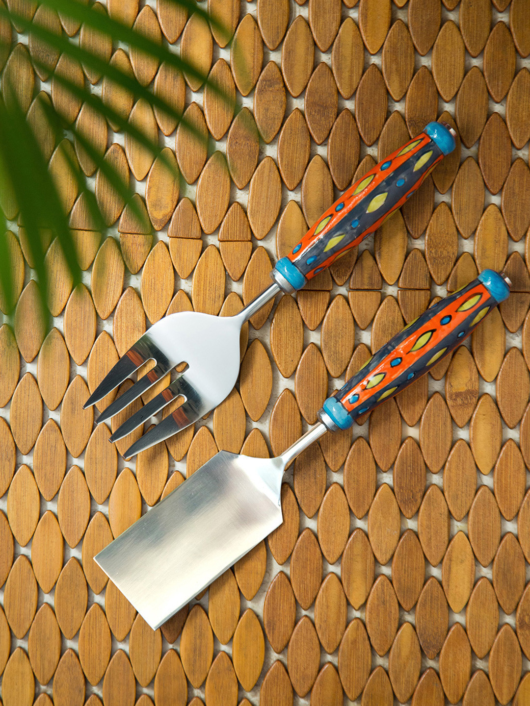 Buy ExclusiveLane Set Of 2 The Mughal Maharaj Hand Painted Serving Fork ...