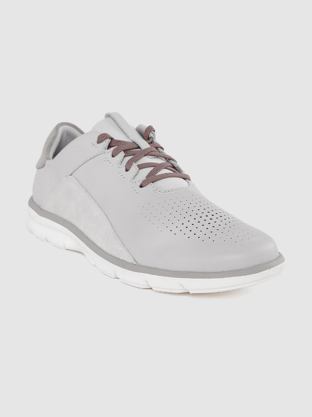 Buy Collection By Clarks Men Grey Leather Perforated Sneakers - Casual ...