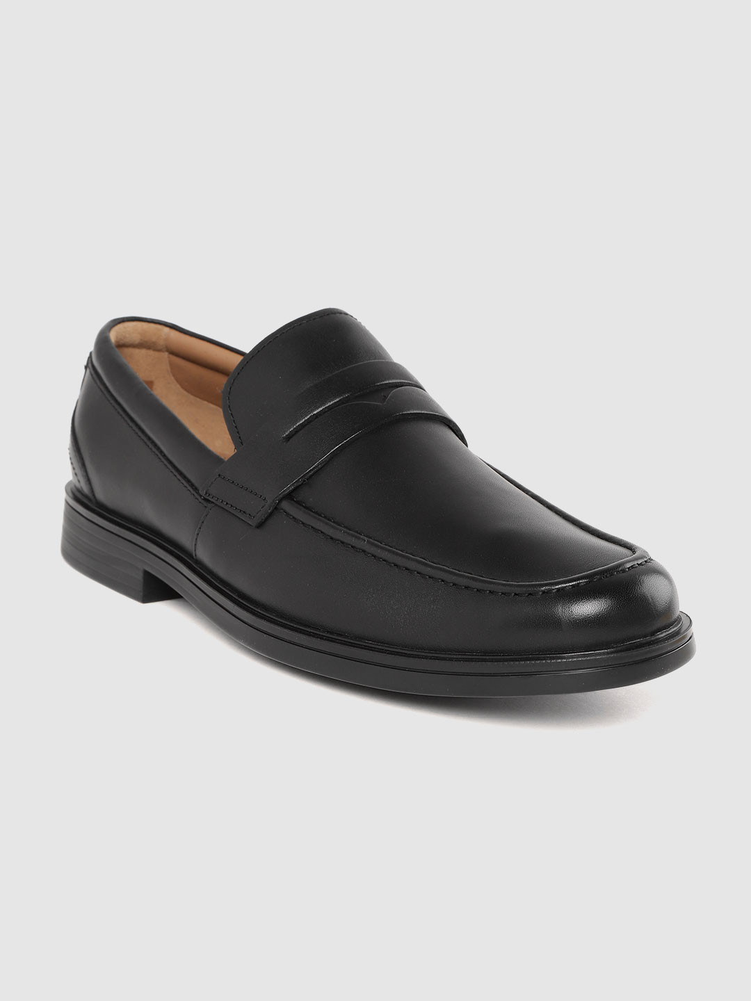 Buy Unstructured By Clarks Men Black Leather Formal Penny Loafers ...