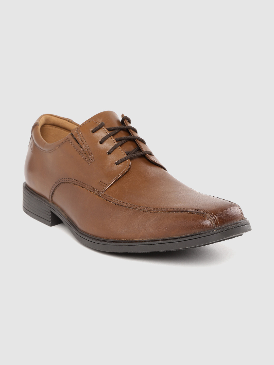 Buy Clarks Men Brown Solid Leather Formal Derbys - Formal Shoes for Men ...