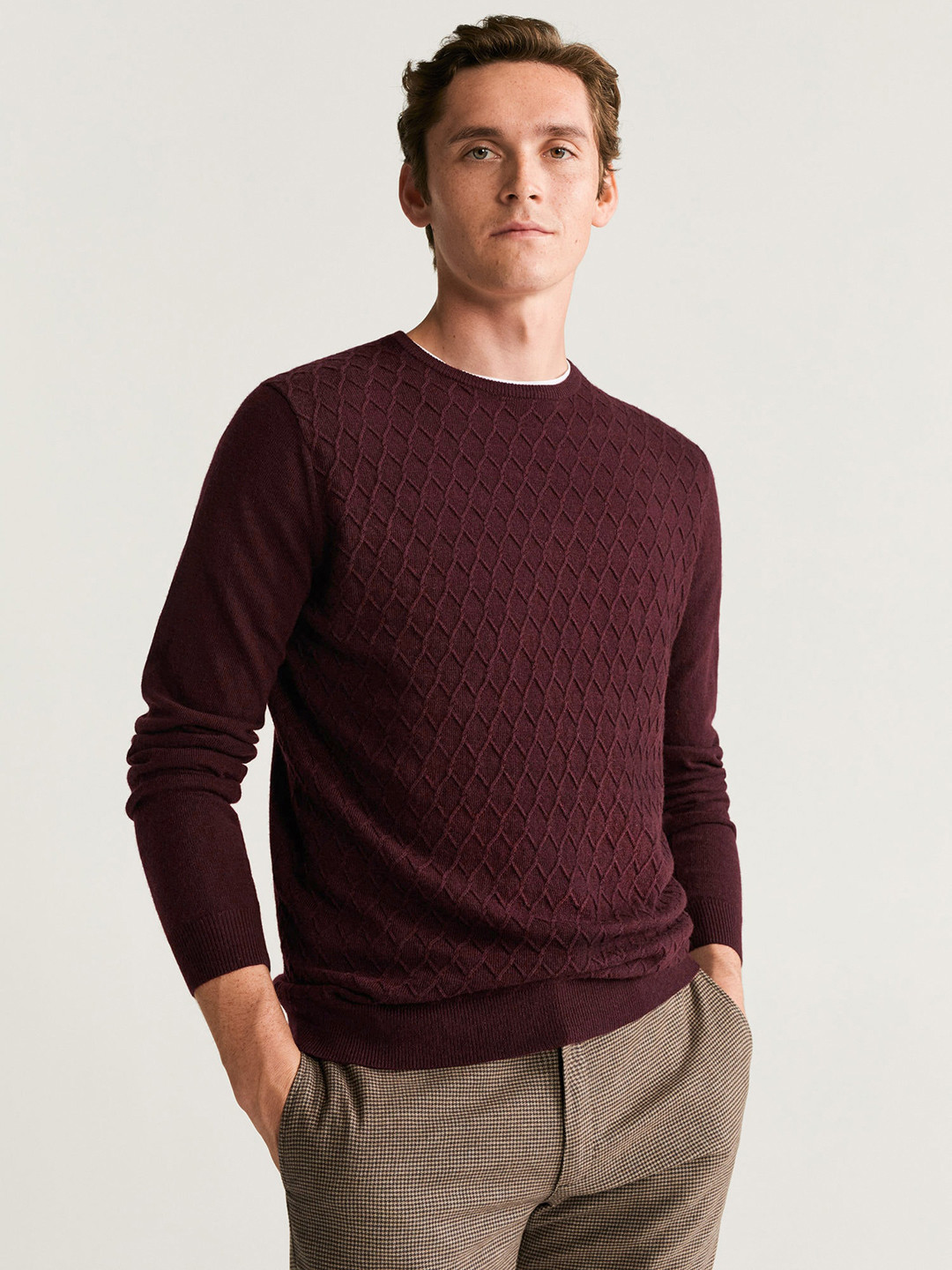 Buy MANGO MAN Maroon Self Design Sweater - Sweaters for Men 10911024 ...