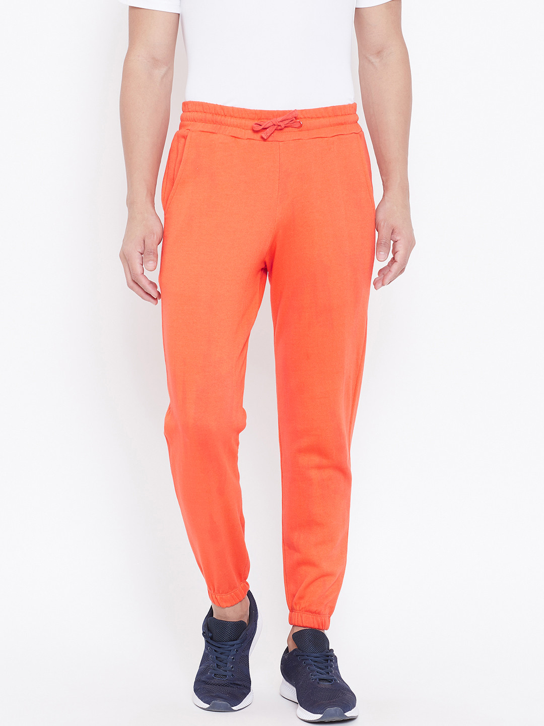 Buy Aesthetic Bodies Men Orange Straight Fit Solid Joggers - Track ...
