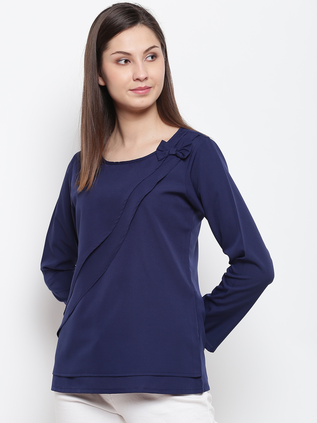 Buy Karmic Vision Women Navy Blue Solid Top Tops For Women 10930048 Myntra