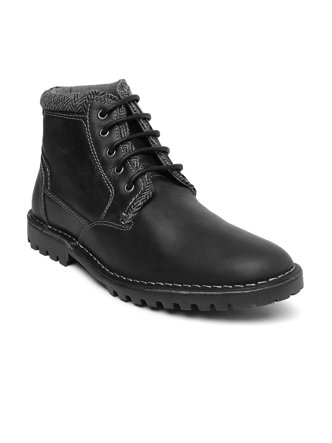 Buy Steve Madden Men Black Leather Boots - Casual Shoes for Men 1093130 ...