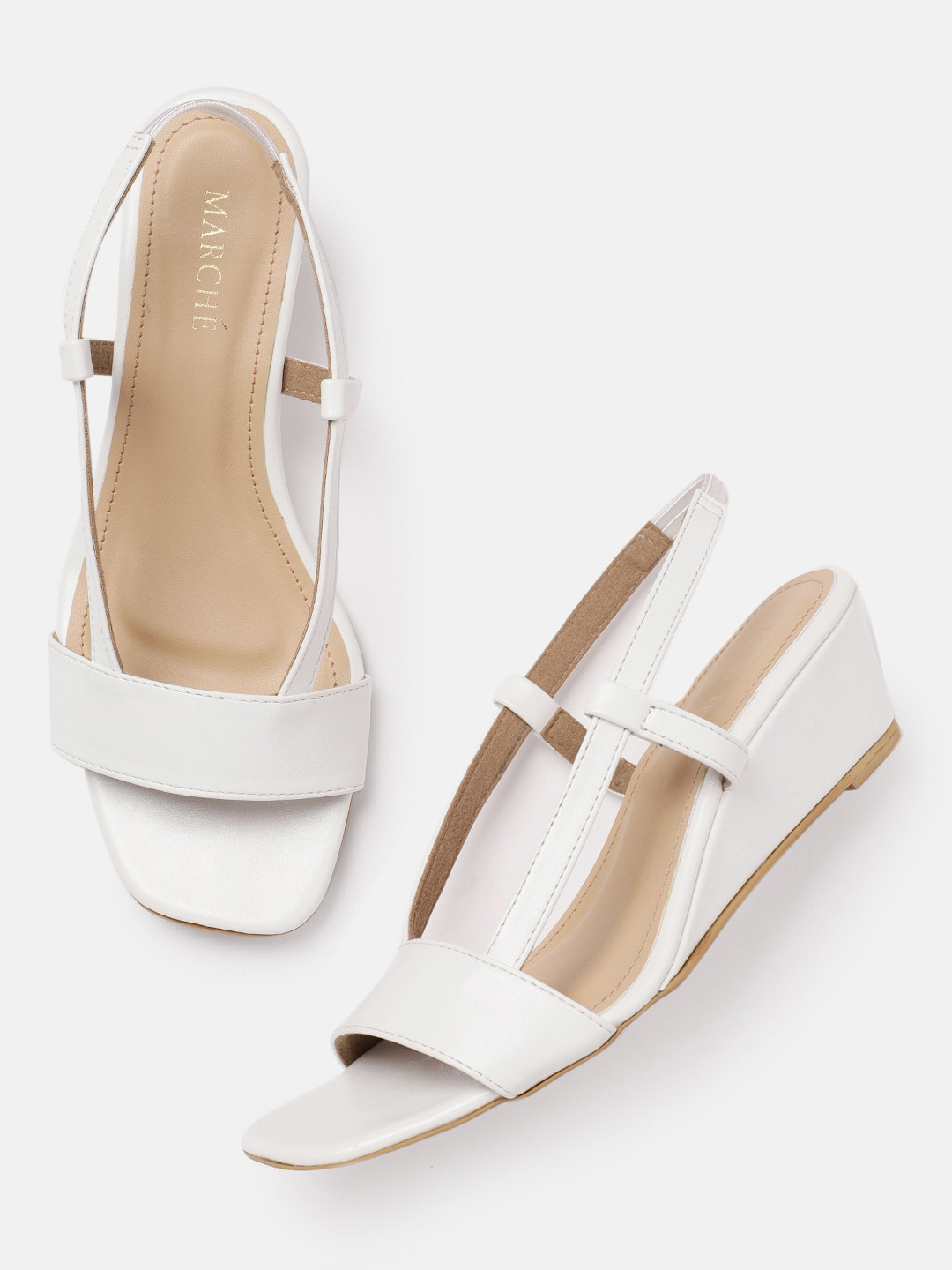 Buy MARCHE Women White Solid Sandals - Heels for Women 10934046 | Myntra