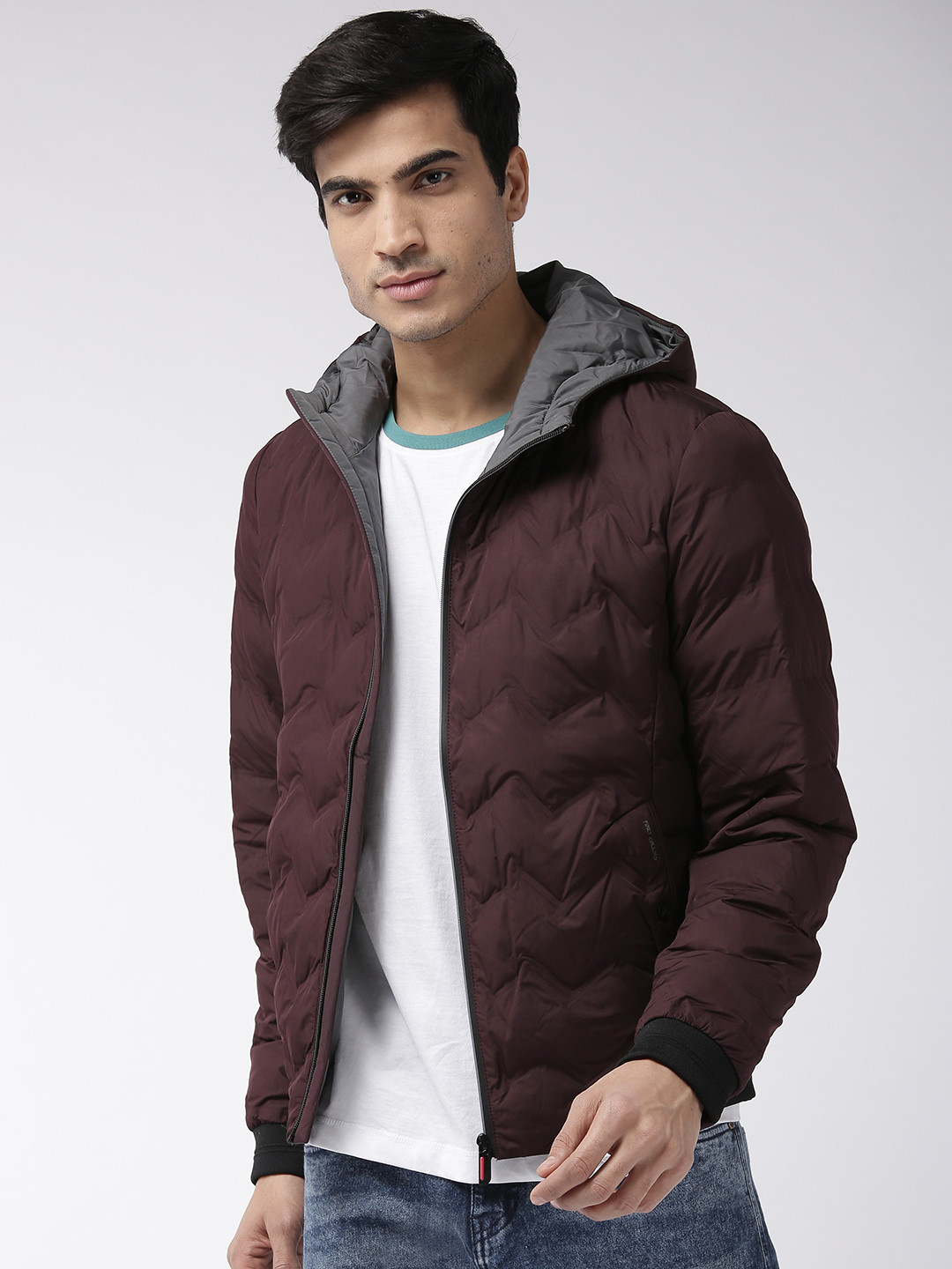 Buy Fort Collins Men Purple Solid Puffer Jacket - Jackets for Men ...
