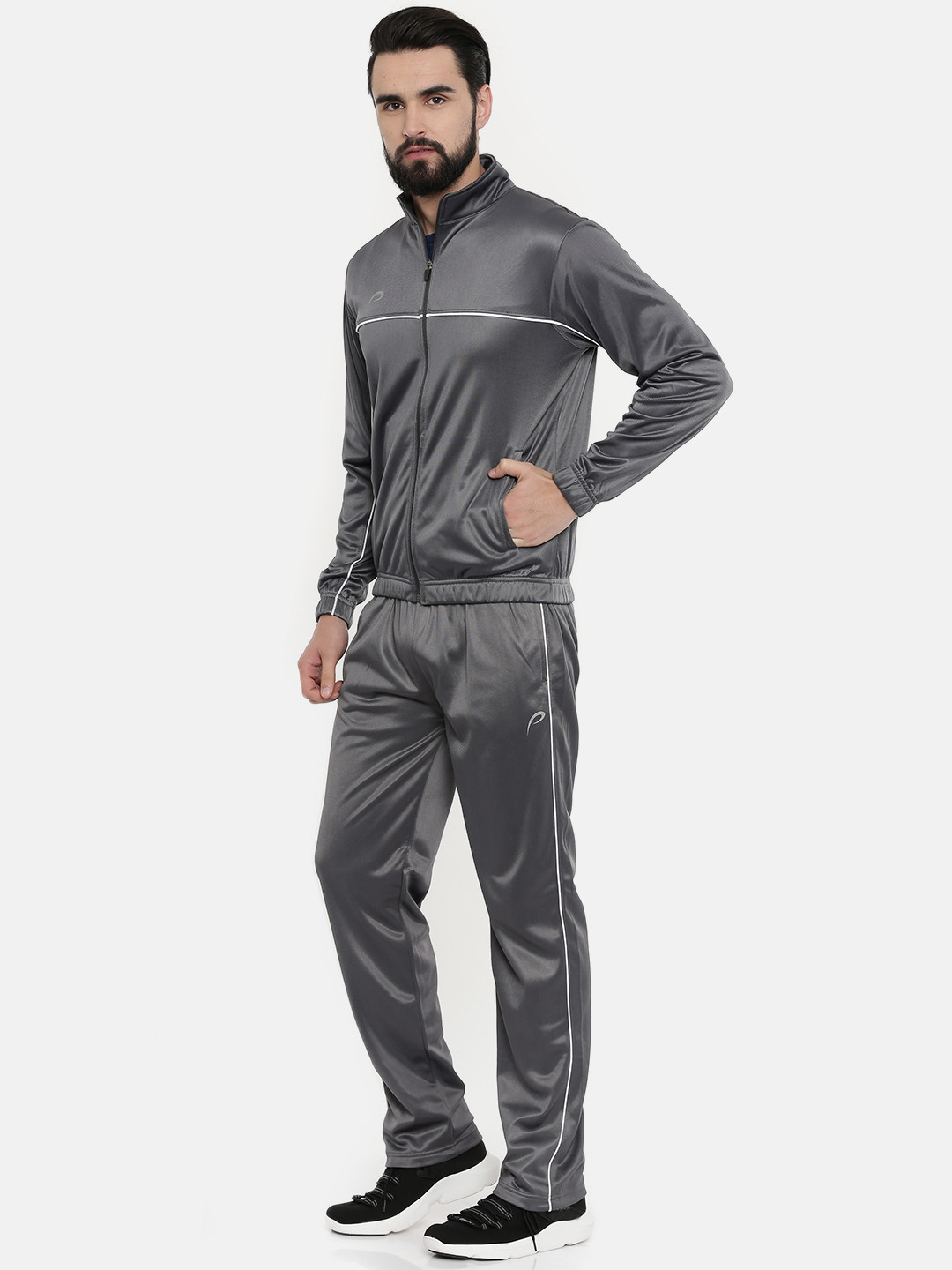 Buy Proline Active Men Grey Solid Straight Fit Tracksuit - Tracksuits ...