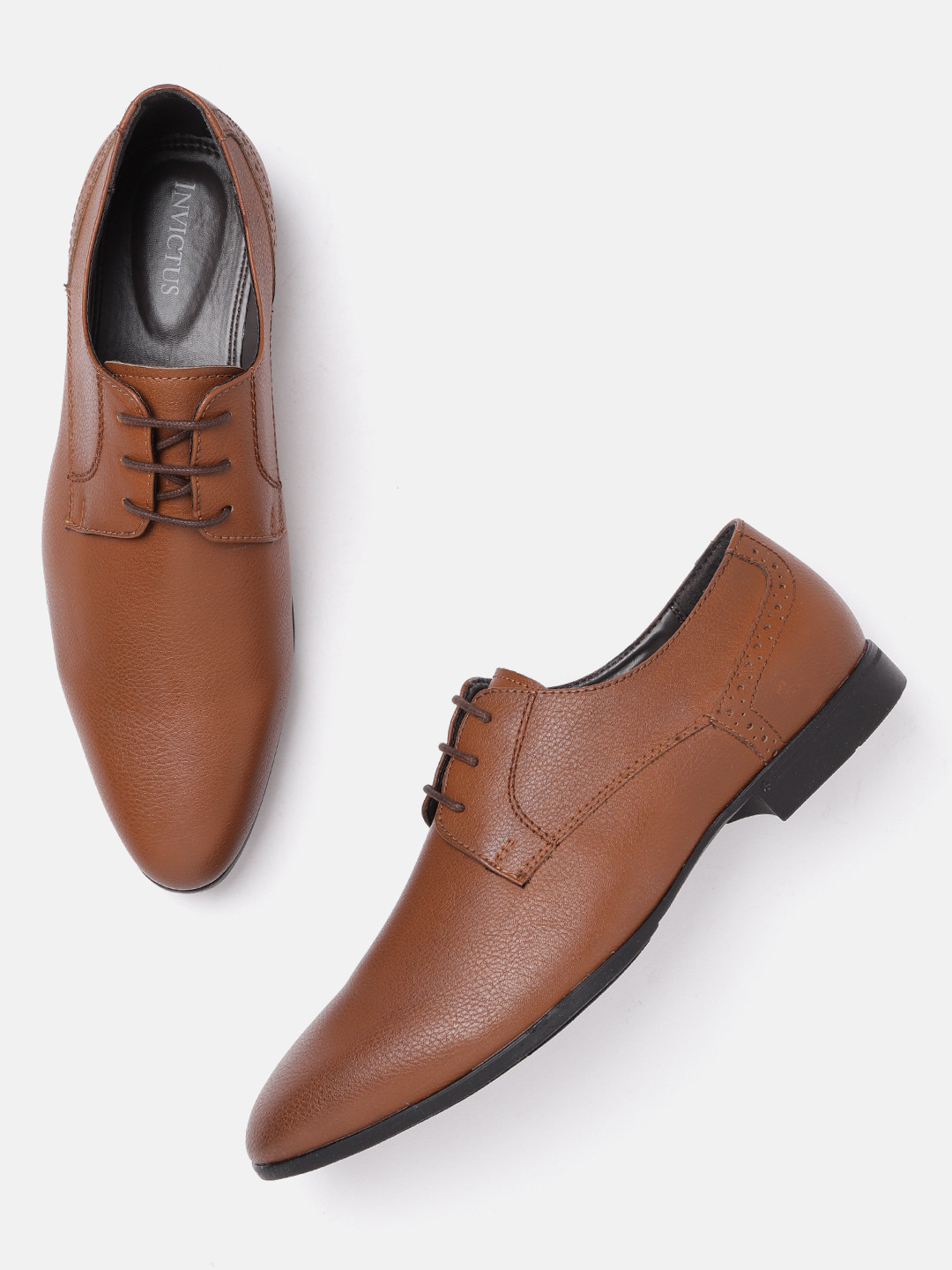 Buy INVICTUS Men Brown Solid Formal Derbys - Formal Shoes for Men ...
