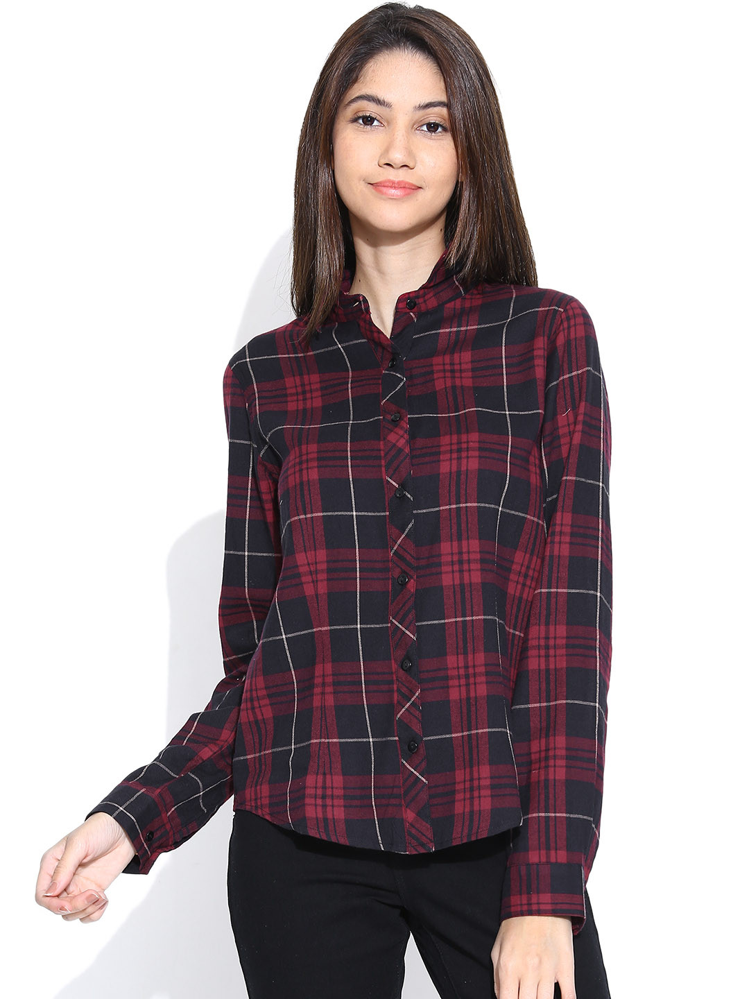 Buy Vaak Red & Black Checked Shirt - Shirts for Women 1094491 | Myntra
