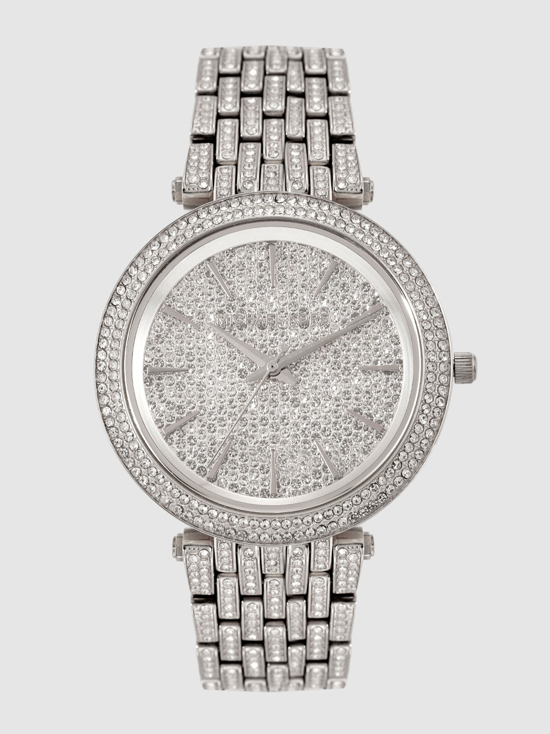 Buy Michael Kors Women Silver Toned Embellished Analogue Watch MK3779 ...