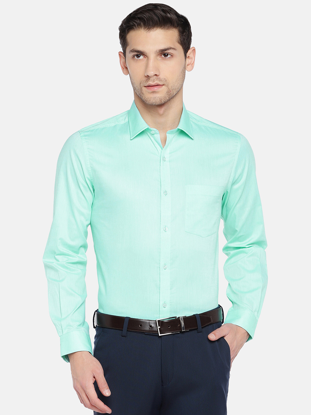 Buy Turtle Men Sea Green Relaxed Slim Fit Solid Formal Shirt - Shirts ...