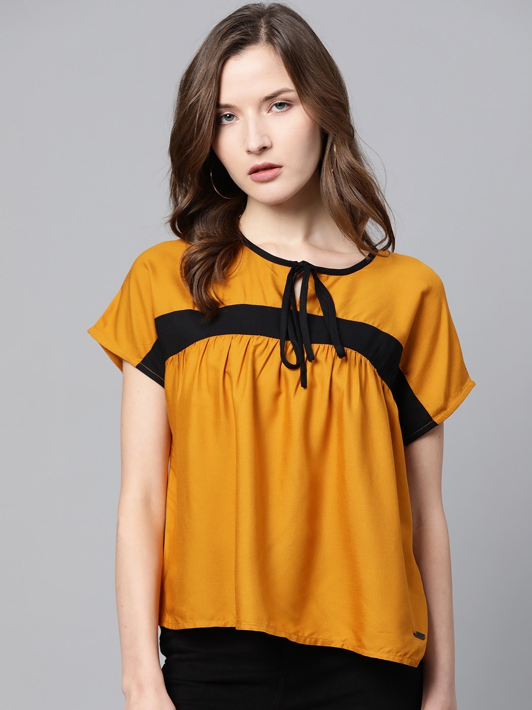 Buy The Roadster Lifestyle Co Women Mustard Yellow Solid Boxy