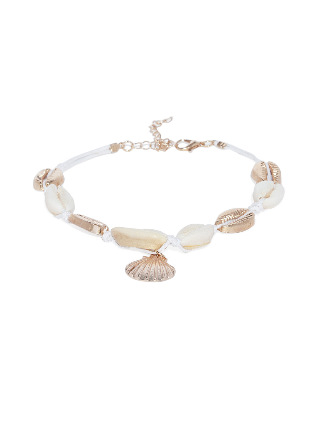 Buy OOMPH Gold Toned & White Sea Shell Bohemian Beach Anklet - Anklet ...