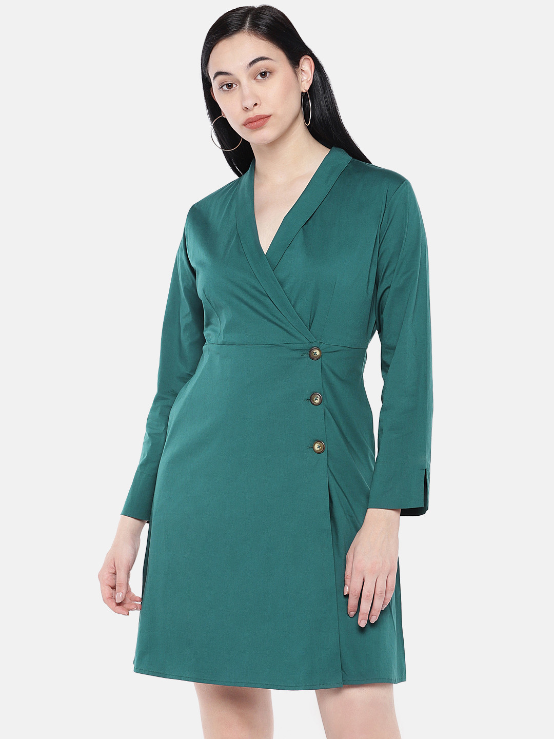 Buy The Label Life Women Green Solid A Line Dress - Dresses for Women ...