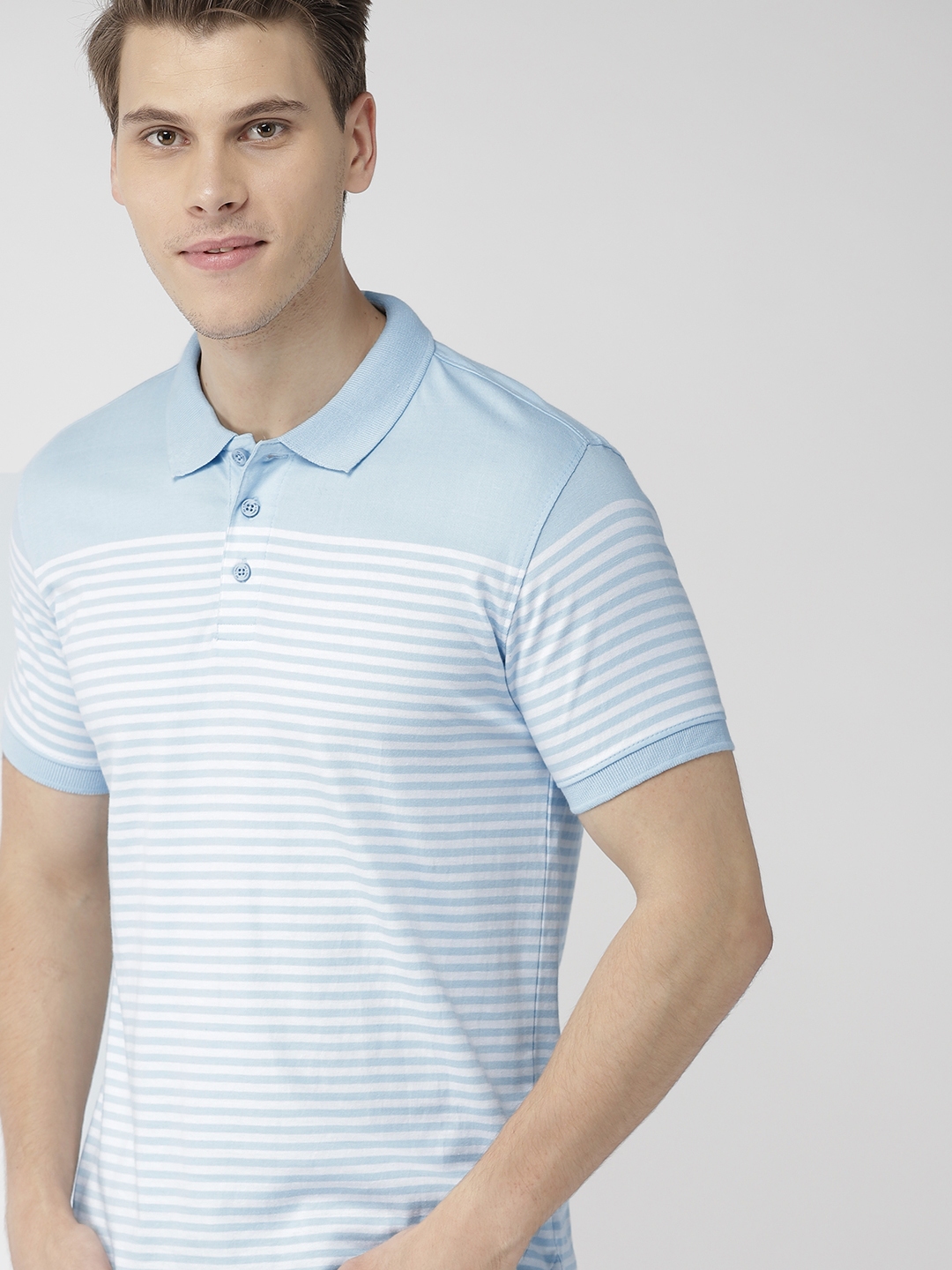 Buy Mast Harbour Blue White Striped Polo Pure Cotton T Shirt Tshirts